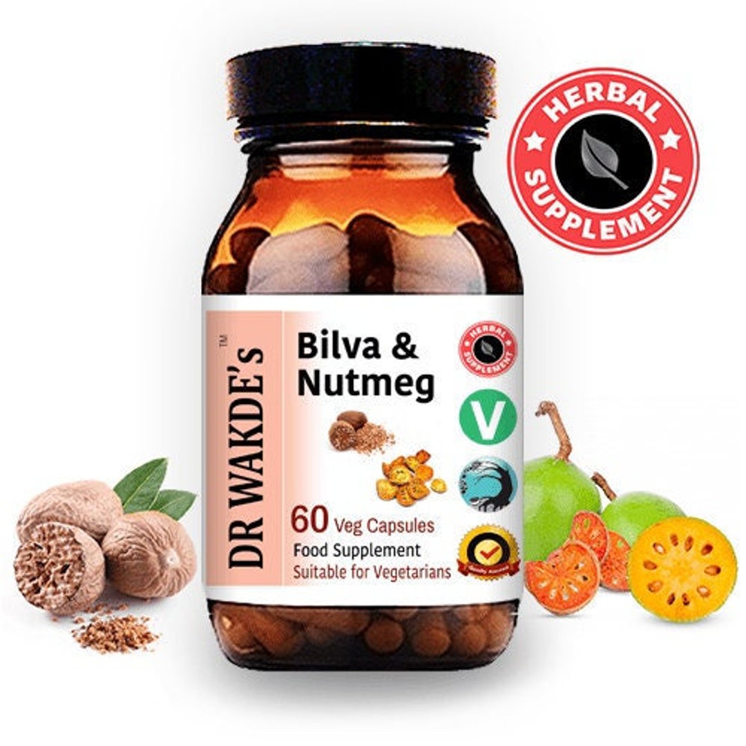 DR WAKDE'S Bilva & Nutmeg Capsules | 60 Veg Caps | Naturally Calming ...