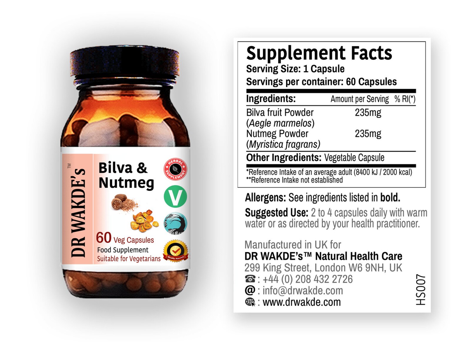 DR WAKDE'S Bilva & Nutmeg Capsules | 60 Veg Caps | Naturally Calming ...