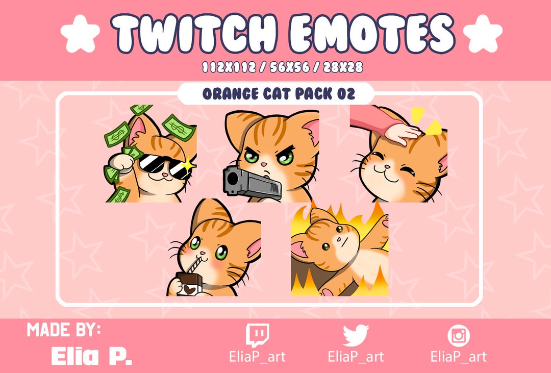 Orange Cat With Green Eyes 02 Twitch Sub Emote / Youtube / Badge ...