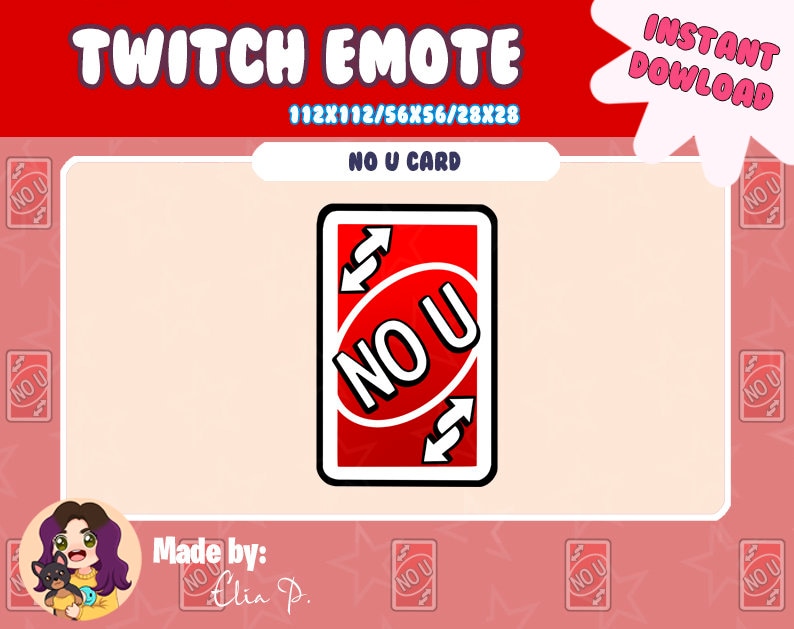 No U Card Twitch Emotes / Youtube / Badge / Emote / Twitch - Etsy
