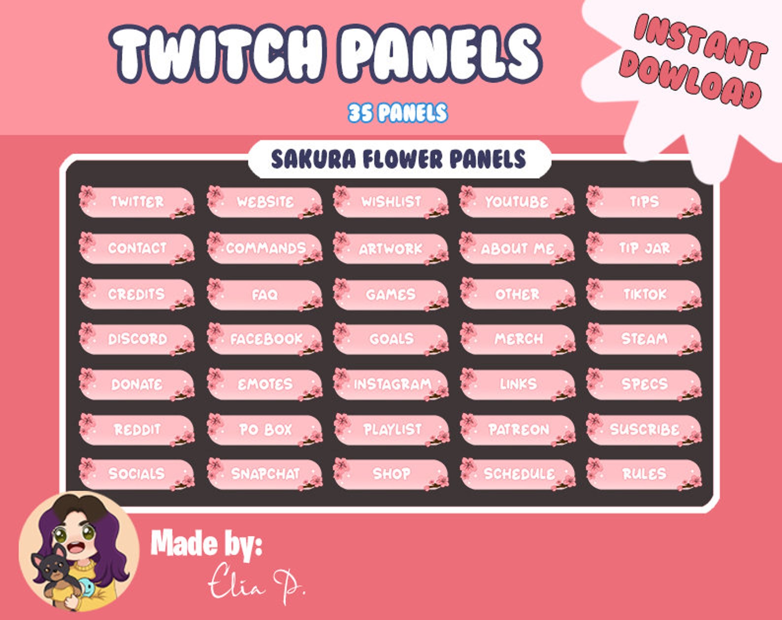 35 Sakura Panels / Cherry Blossom Panels / Twitch - Etsy
