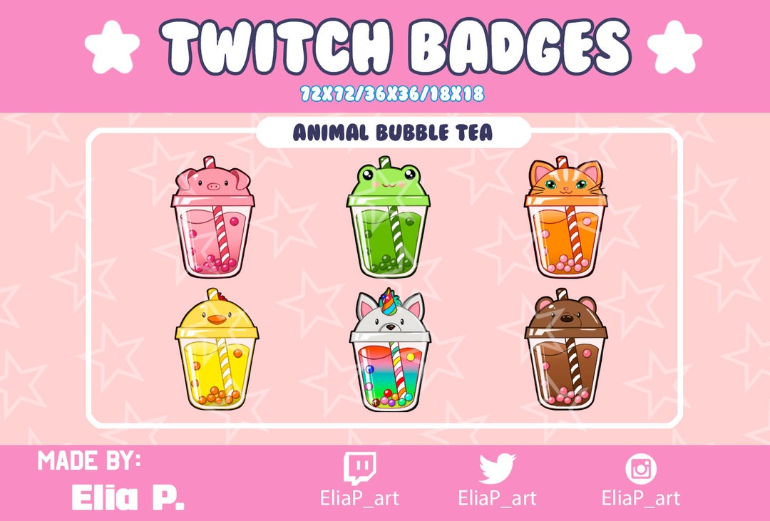 Animal Bubble Tea Twitch Sub Badge / Youtube / Badge / Emote / Twitch ...