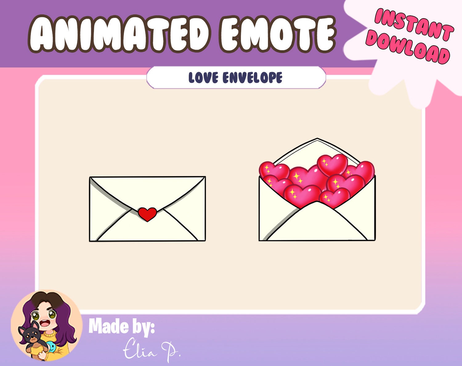 Animated Love Envelope Animated Emote Twitch Sub Emote / Youtube ...