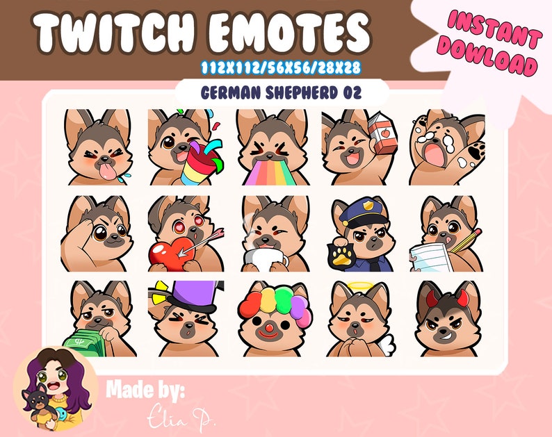 15 German Shepherd Twitch Sub Emote / Youtube / Badge / Emote / Twitch ...