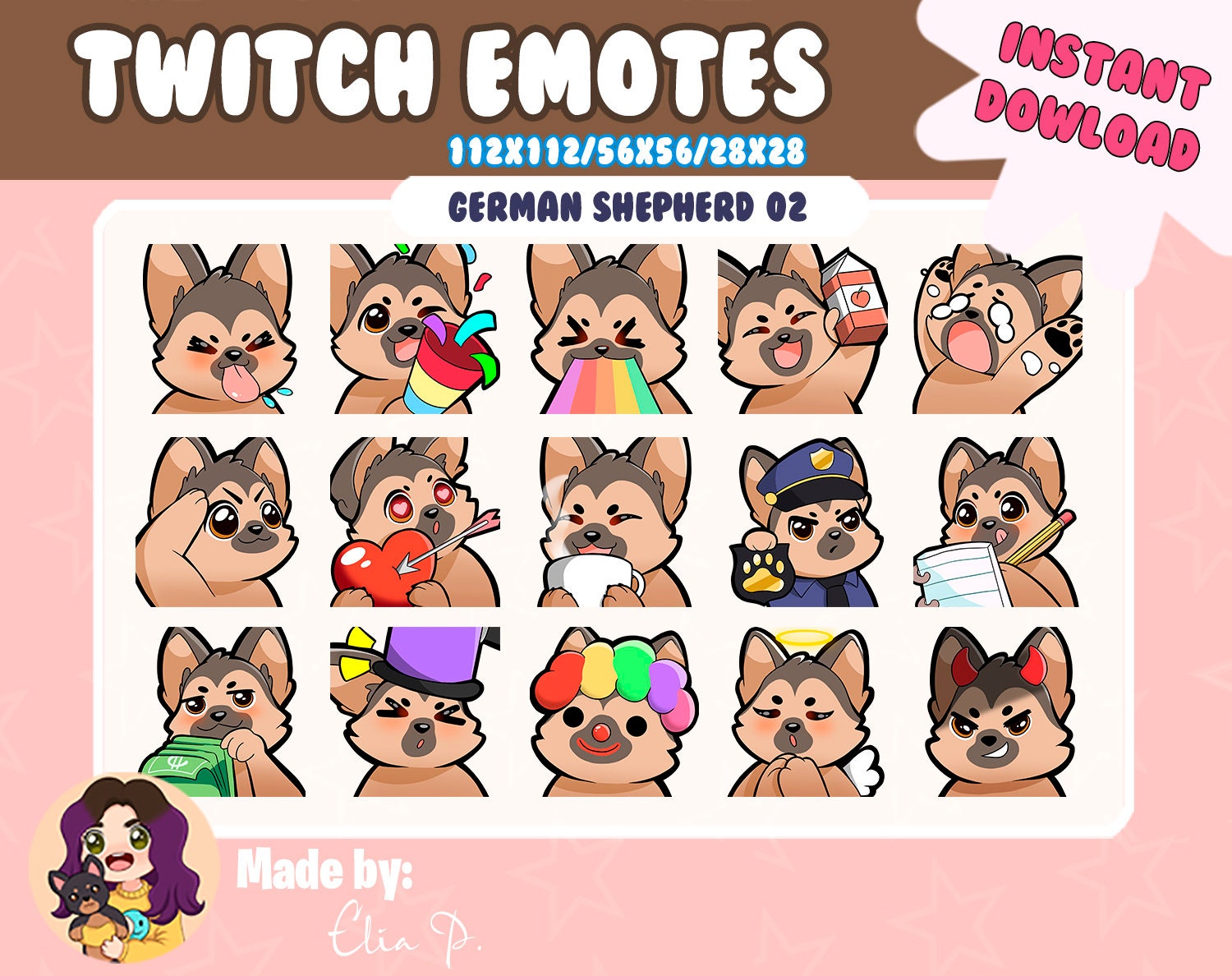 15 German Shepherd Twitch Sub Emote / Youtube / Badge / Emote / Twitch ...