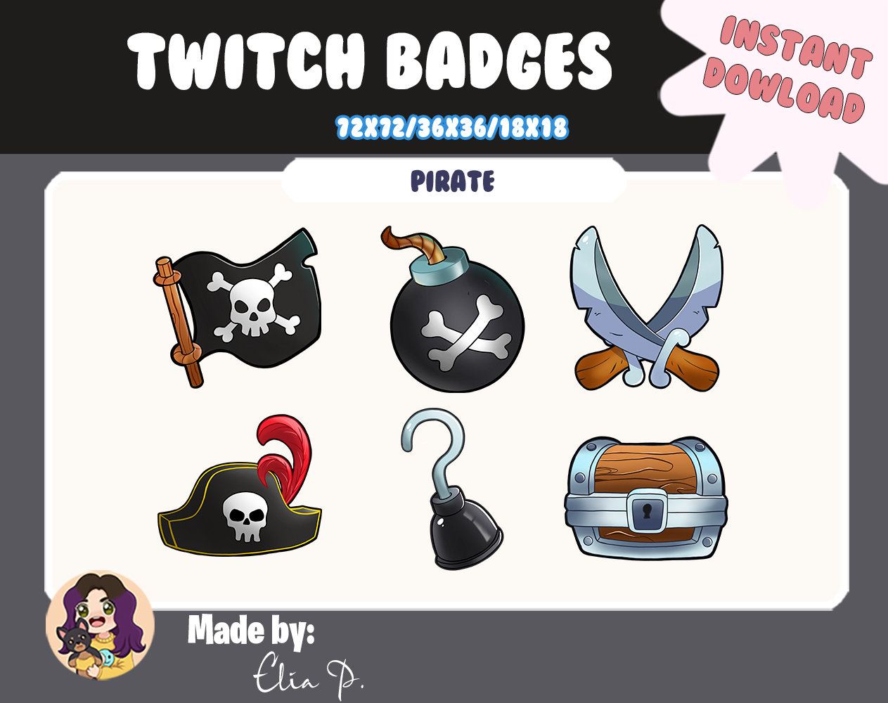 Pirate Twitch Sub Badge / Youtube / Badge / Emote / Twitch - Etsy