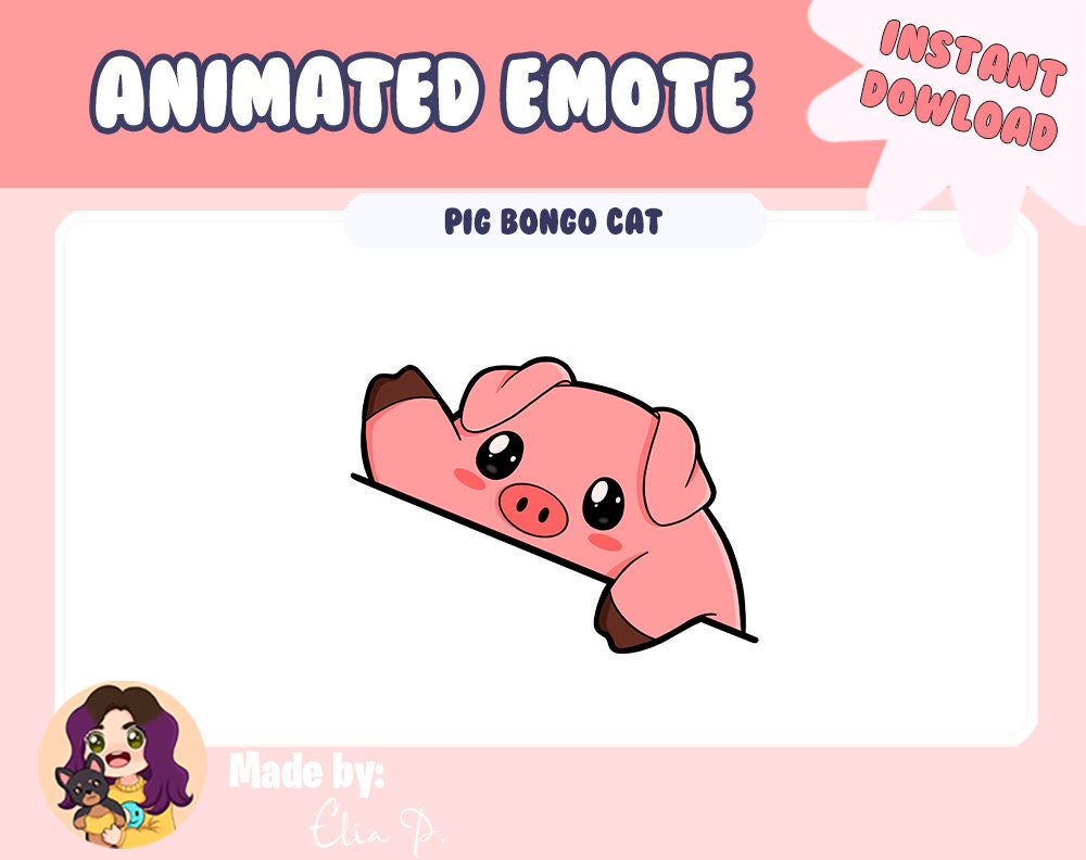 Pink Pig ANIMATED Bongo Cat Emote - Twitch Youtube Discord - Etsy