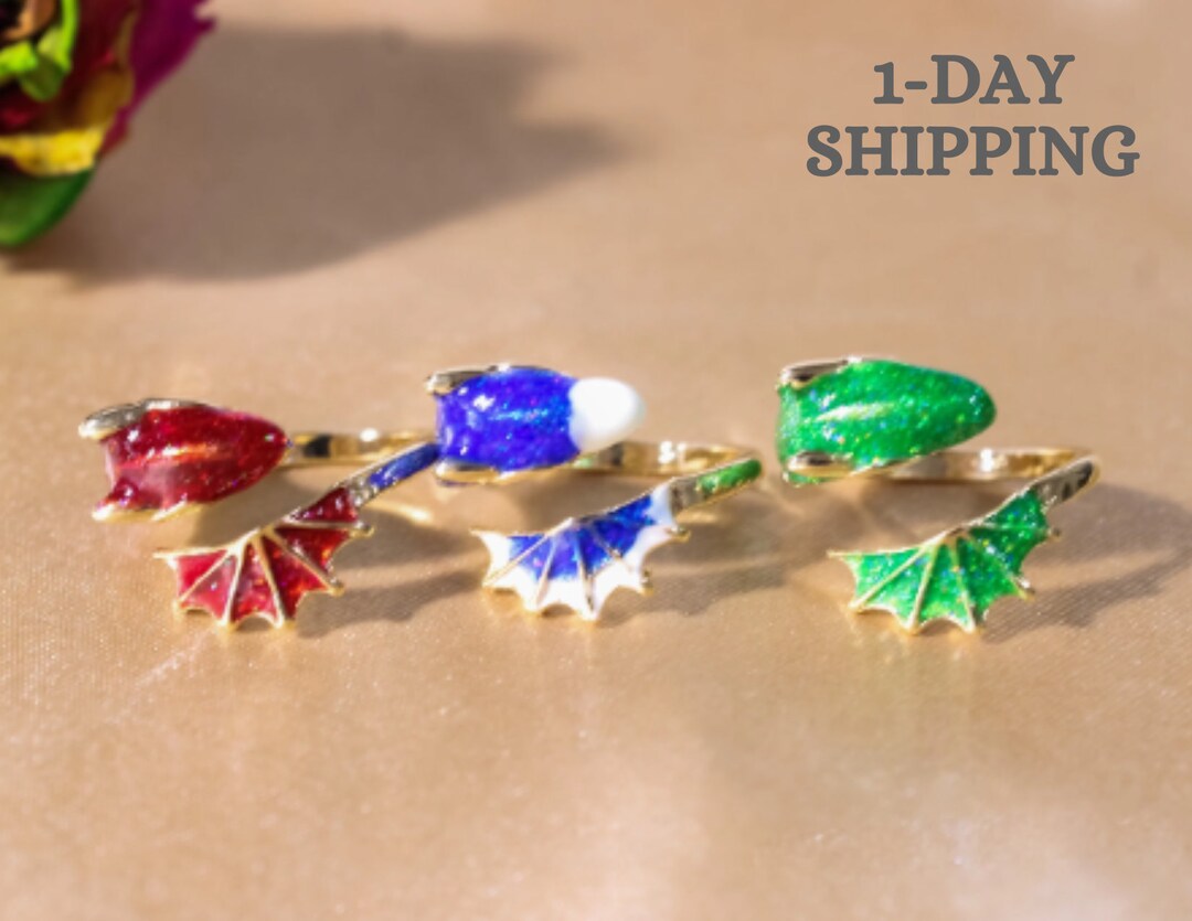 Your New Small Friend Bright Green/red/blue Dragon Rings,creative Girls ...