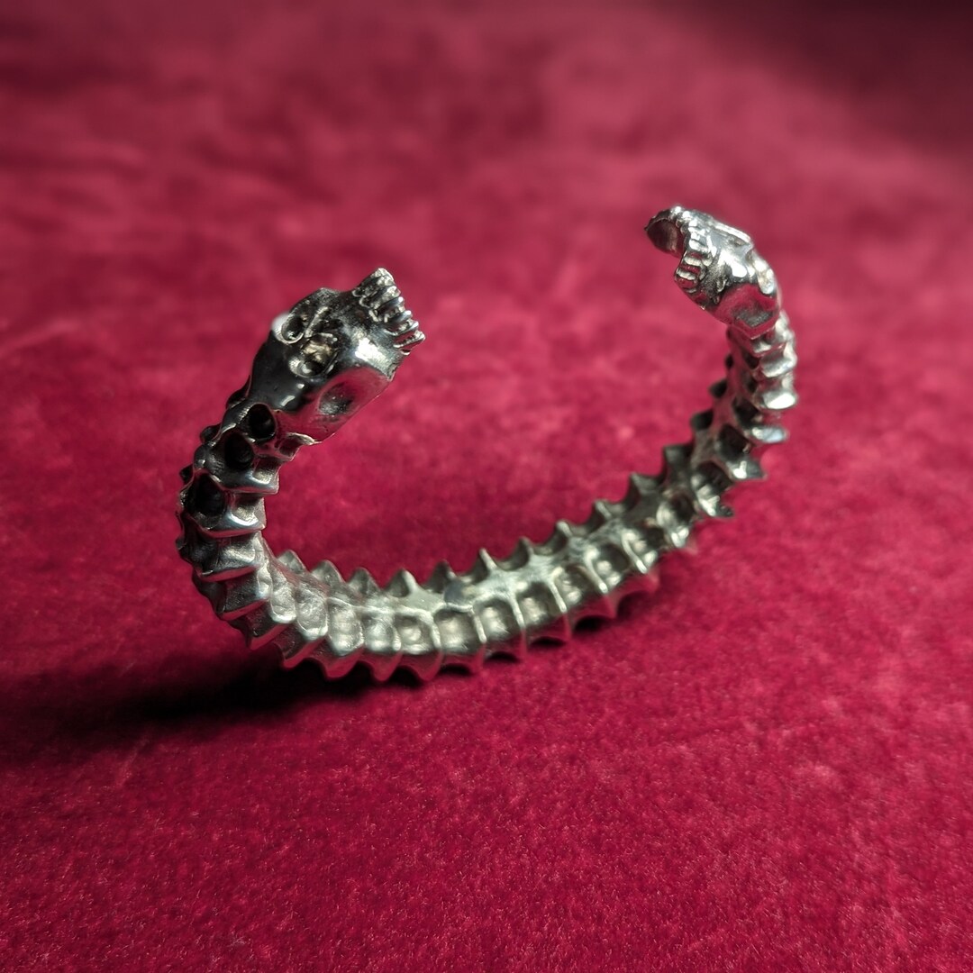 Skull and Bone Silver Bracelet - Etsy