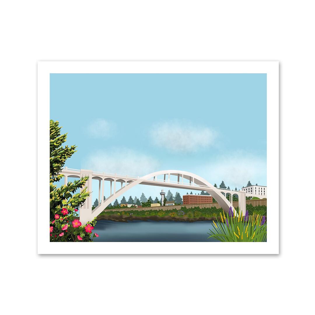 Limited Edition Signed Arch Bridge Art Print | Oregon City Illustration ...