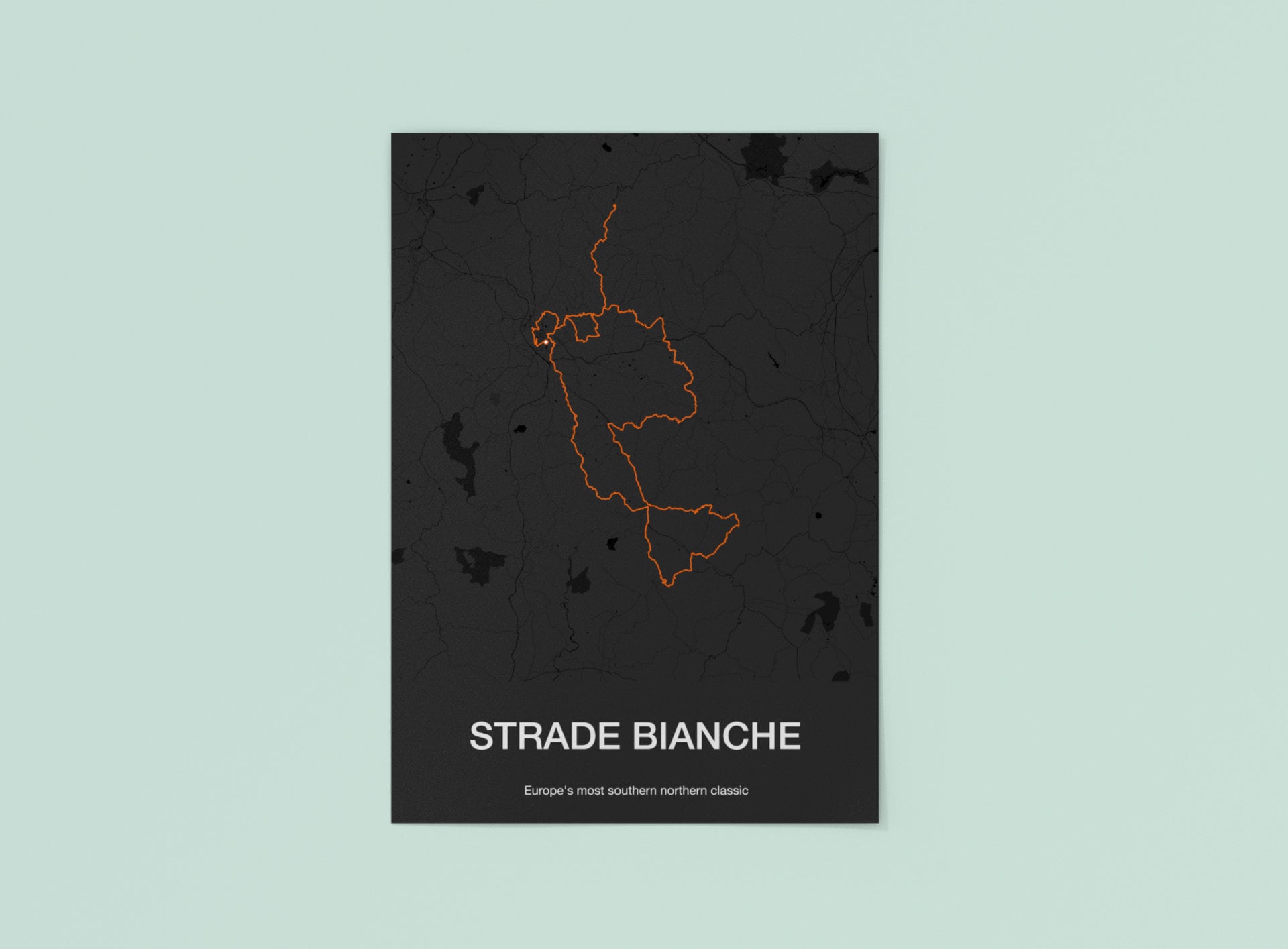 Strade Bianche - Cycling Map Art Print - Cycling Gift - Minimalist ...