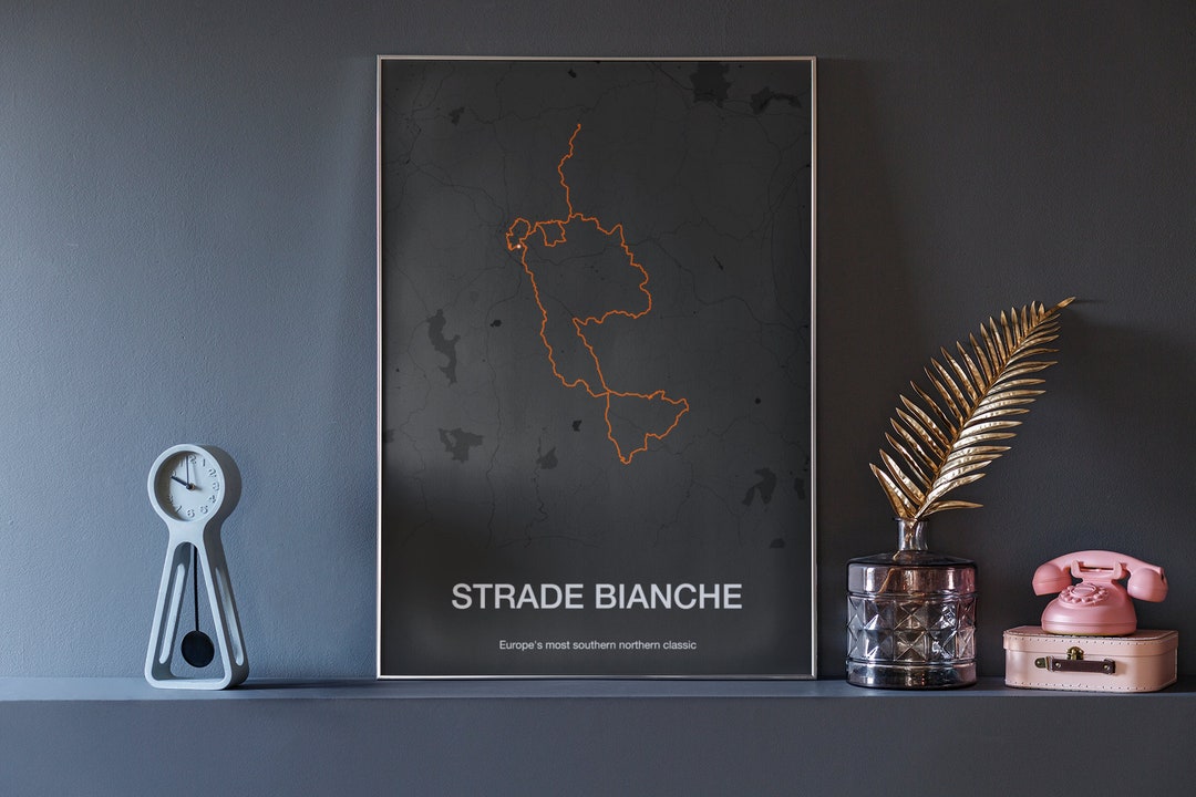 Strade Bianche - Cycling Map Art Print - Cycling Gift - Minimalist ...