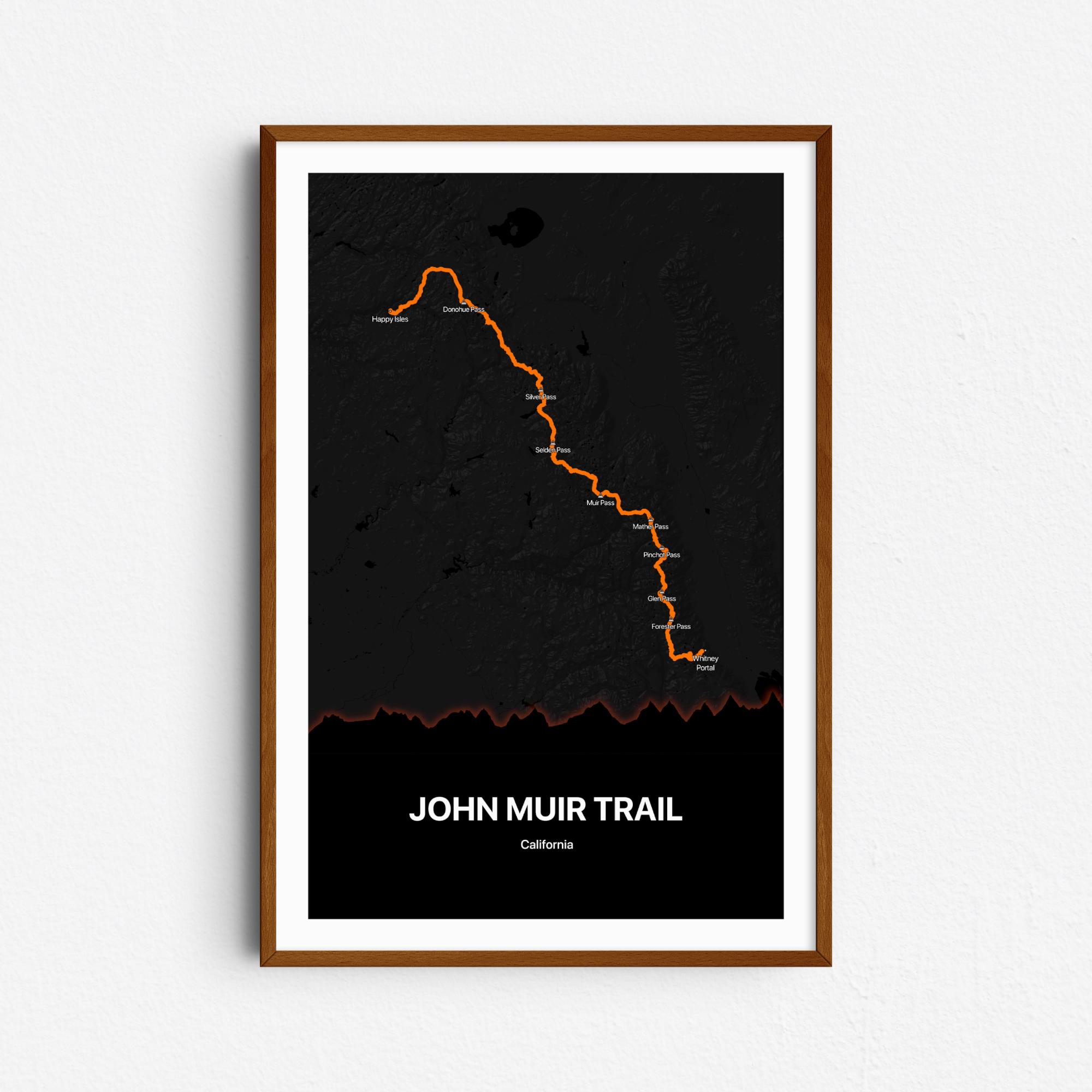 John Muir Trail Map | JMT Poster | John Muir Trail Hiking Map | Gift ...