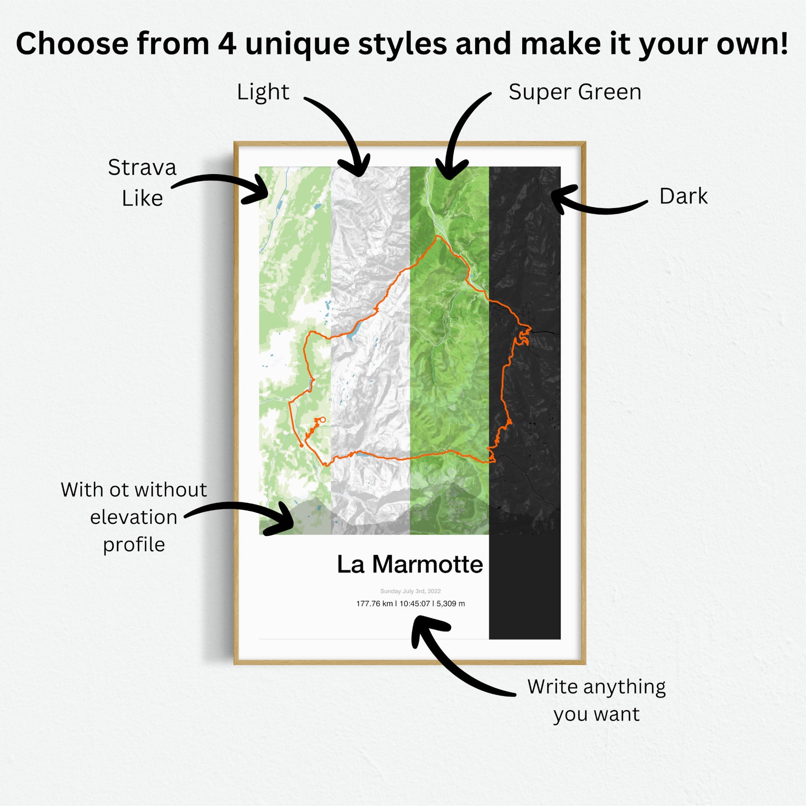 GPX - Strava Wall Art Print - Custom Cycling Map Art Print - Cycling ...