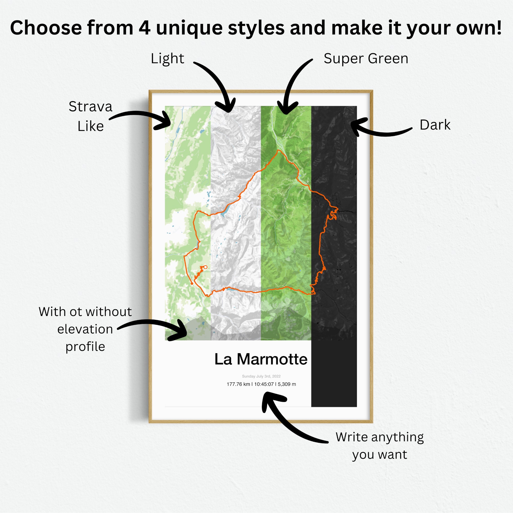 GPX - Strava Wall Art Print - Custom Cycling Map Art Print - Cycling ...