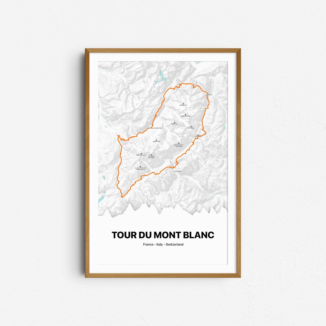 Tour Du Mont Blanc Trail Map | TMB Poster | Tour Du Mont Blanc Hiking ...