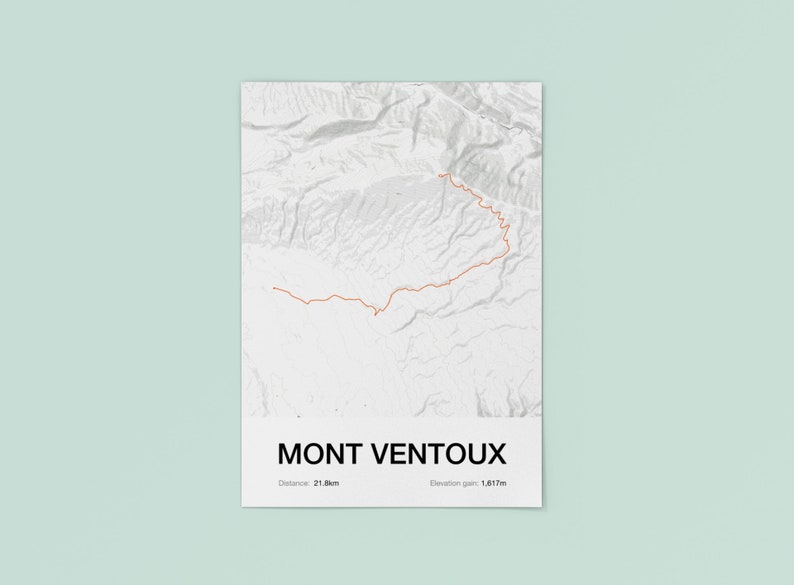 Mont Ventoux - Cycling Map Art Print - Cycling Gift - Minimalist Design ...