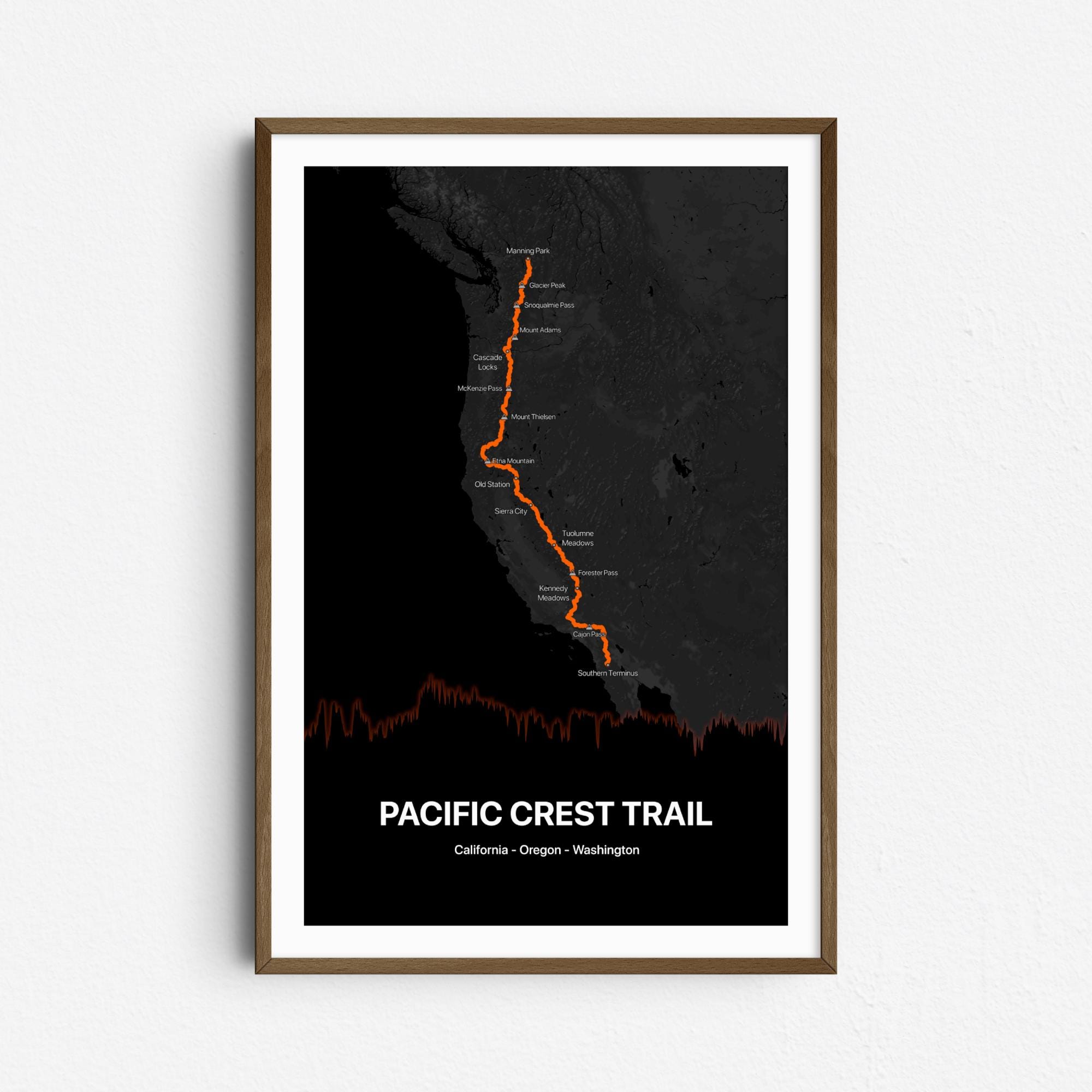 Pacific Crest Trail Map | PCT Poster | Pacific Crest Trail Hiking Map ...