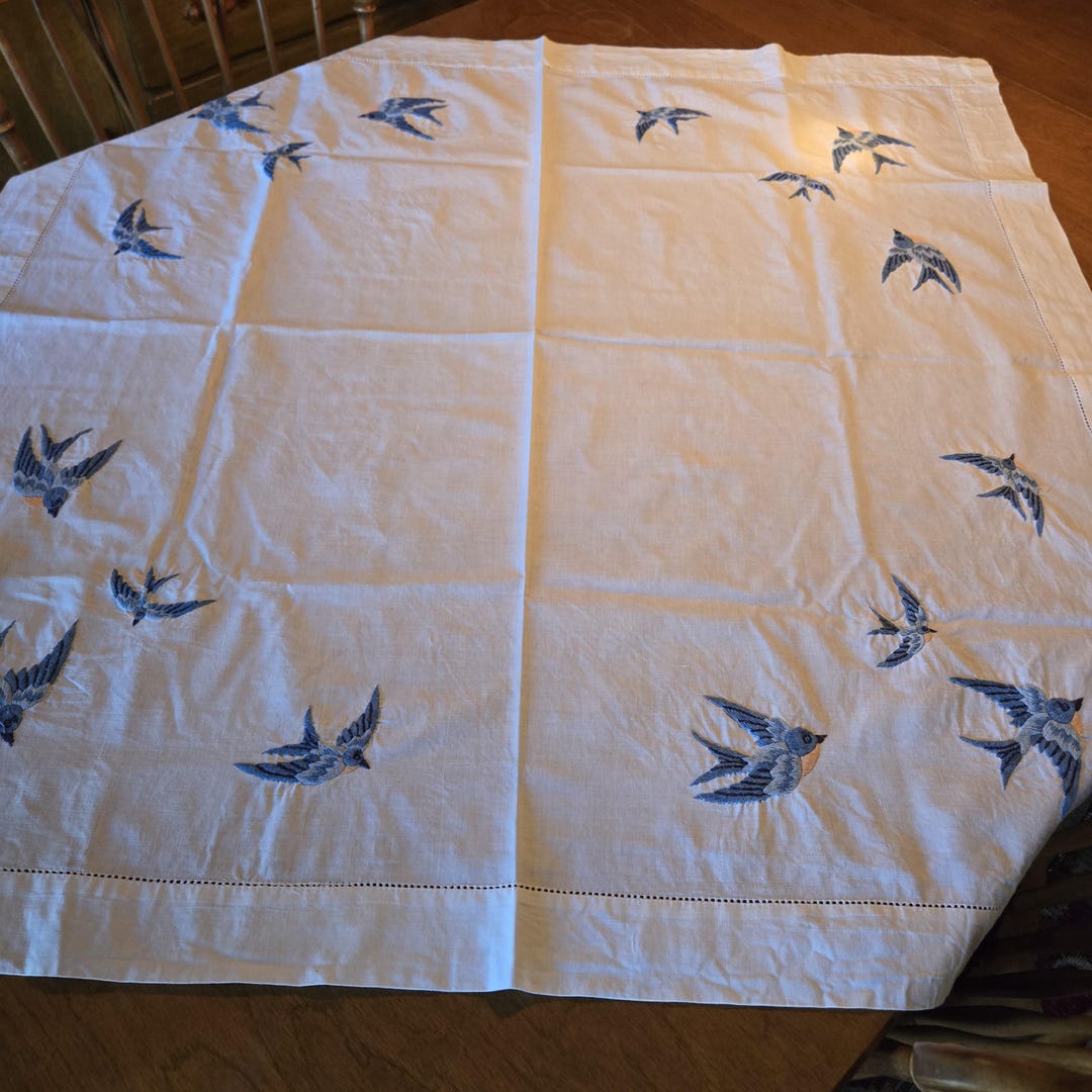 Blue Bird Tablecloth - Etsy