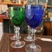 Vintage Colored Wine Glasses in Cut Glass, Blue and Green Glassware - Etsy