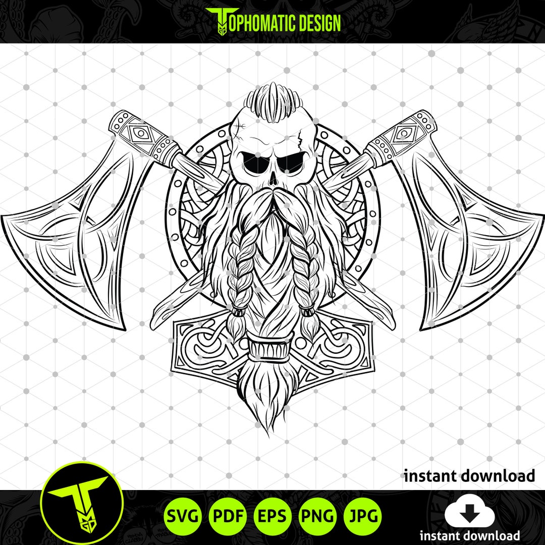 Norse Viking Skull SVG Design, Viking Shield and Skull SVG, Nordic ...