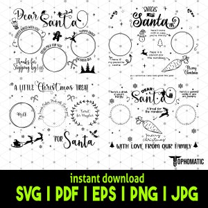 Dear Santa Tray SVG Bundle, Christmas SVG, Santa Tray SVG, Santa Plate ...