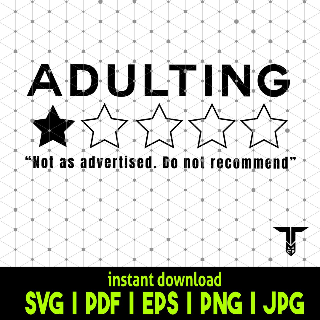 Funny 1-star Adulting Review SVG, PNG, PDF - Etsy