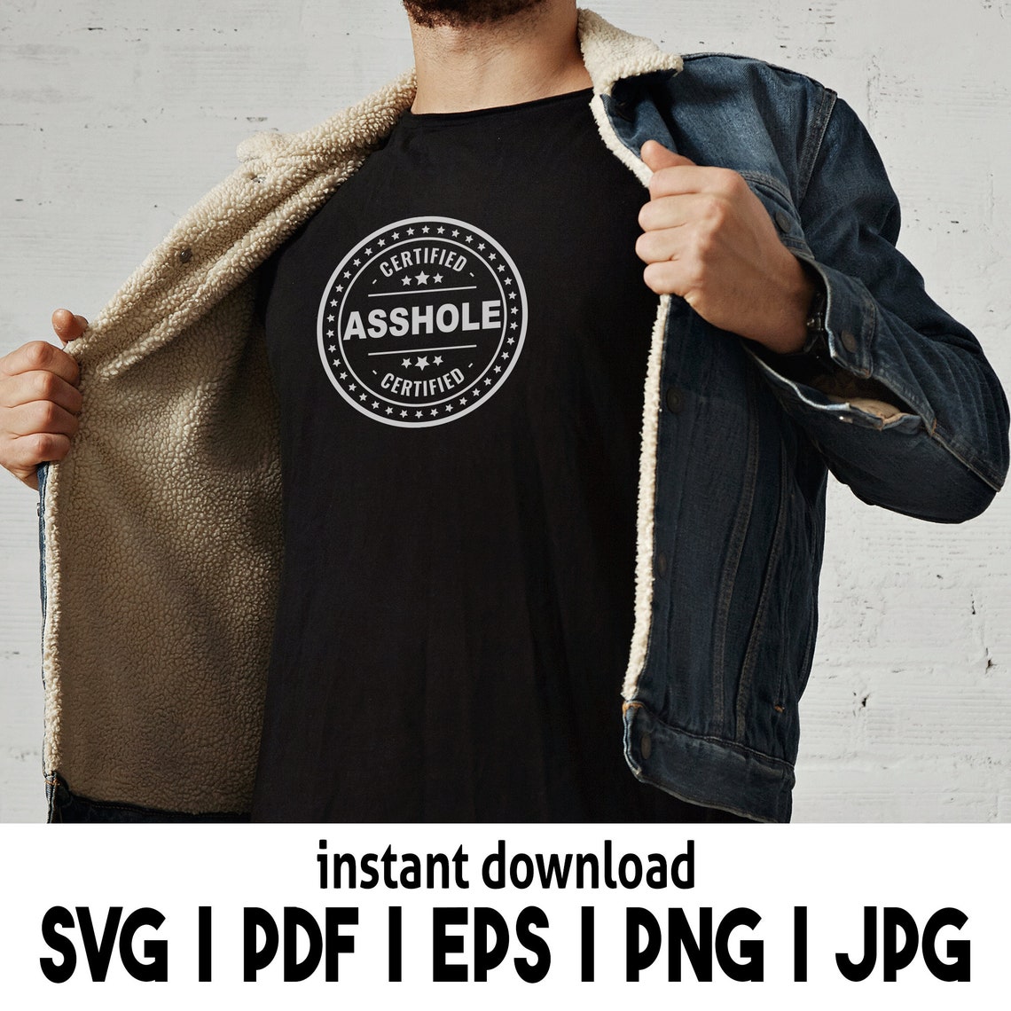 Certified Asshole Svg Stamp Design Funny Gag Birthday Or Etsy