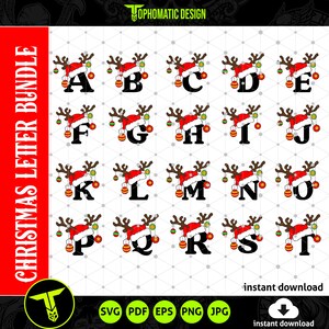 Christmas Alphabet SVG Bundle, A-Z Letters Svg for Cricut, Silhouette ...