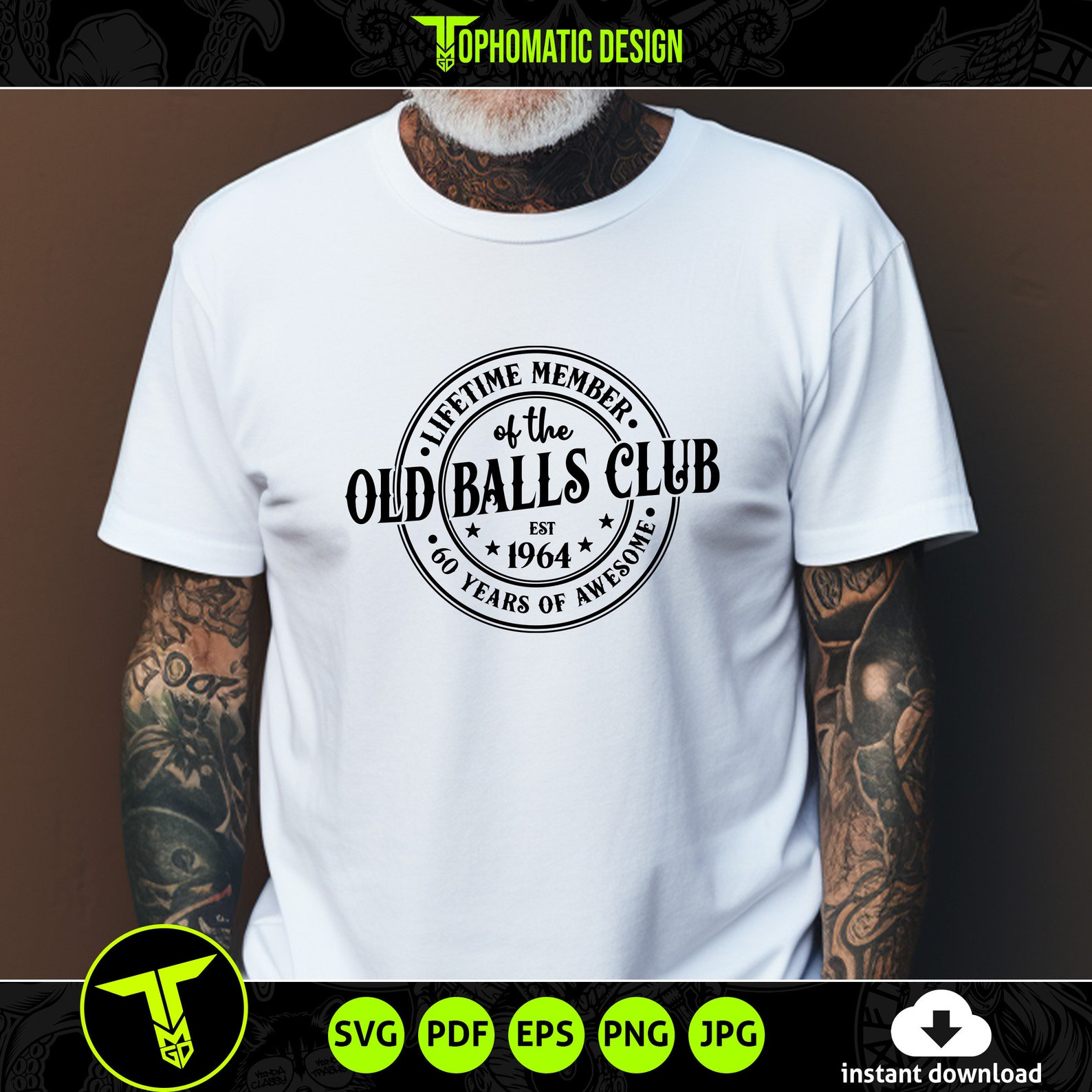 Old Balls Club 1964 SVG Design, 60 Years of Awesome, 60th Birthday SVG ...