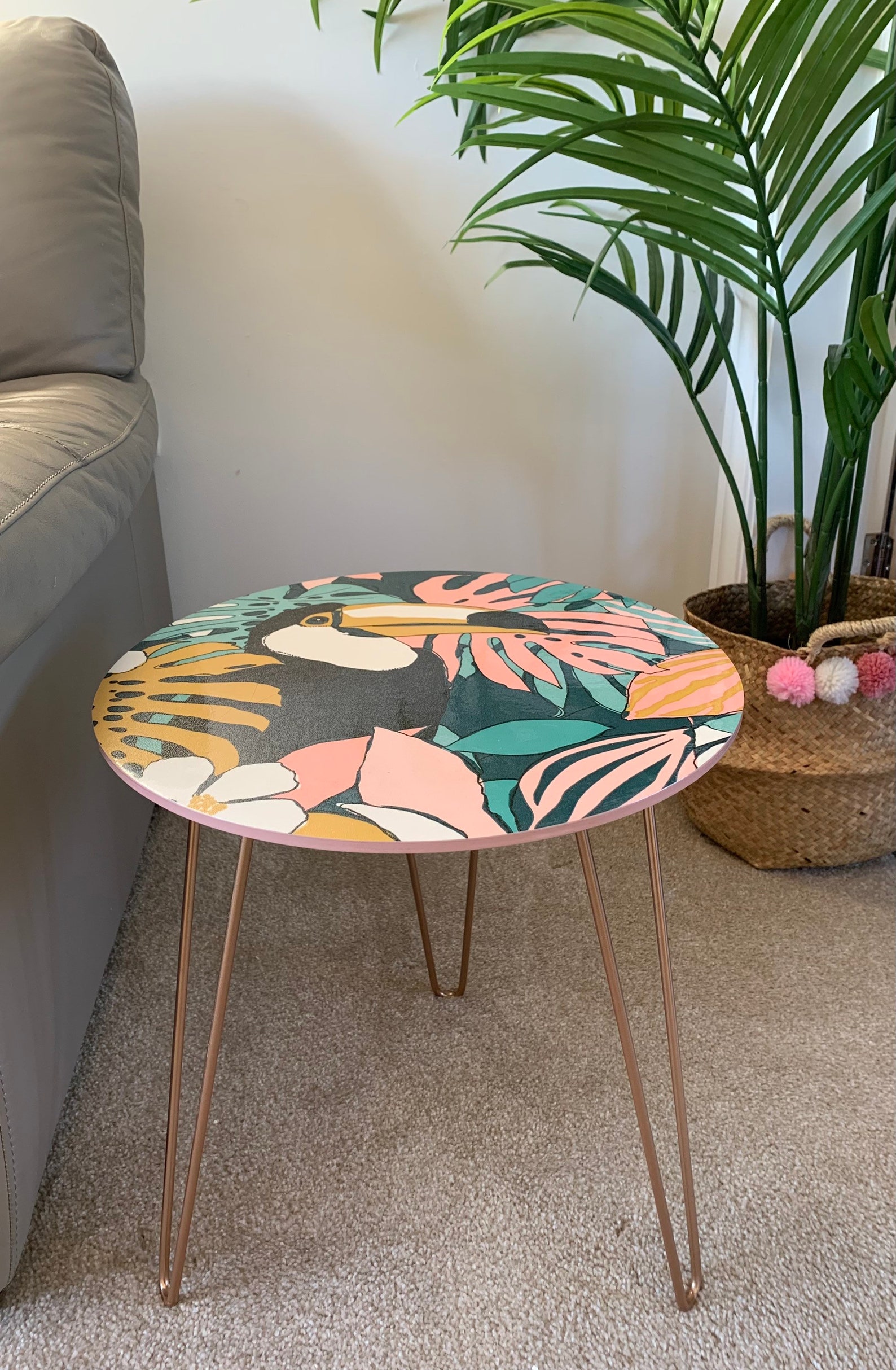 Tropical Toucan Blush Side Table / Coffee Table / Bedside Table. Rose ...