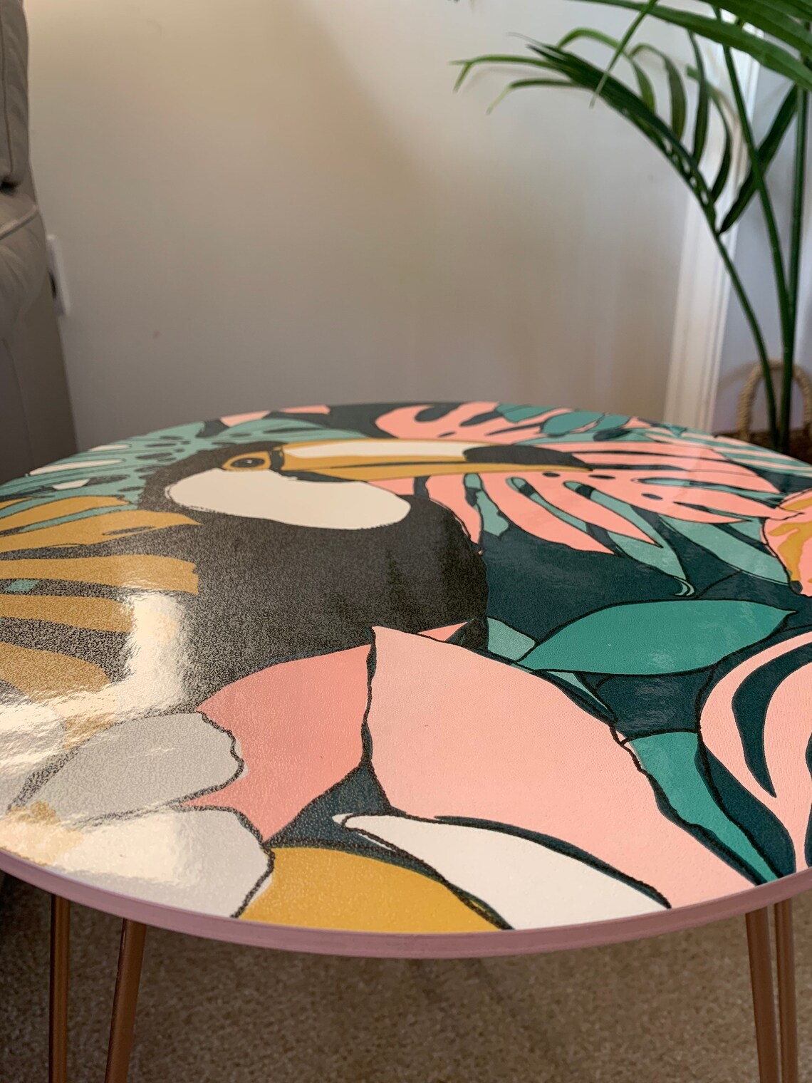 Tropical Toucan Blush Side Table / Coffee Table / Bedside Table. Rose ...