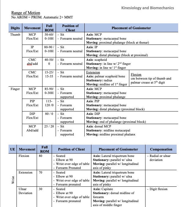 Kines/biomechanics ROM & MMT - Etsy