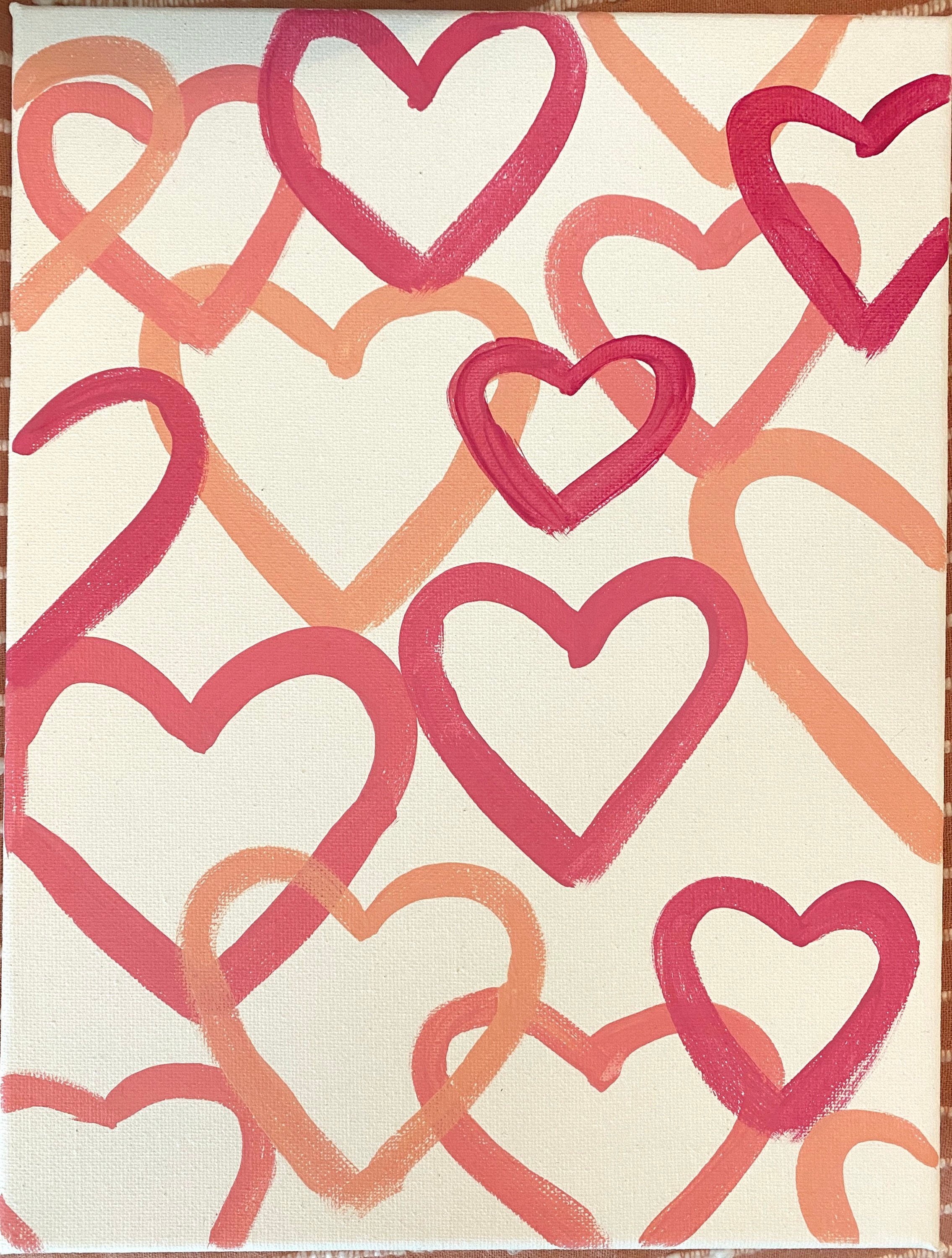 Preppy Pink Heart Painting | Etsy