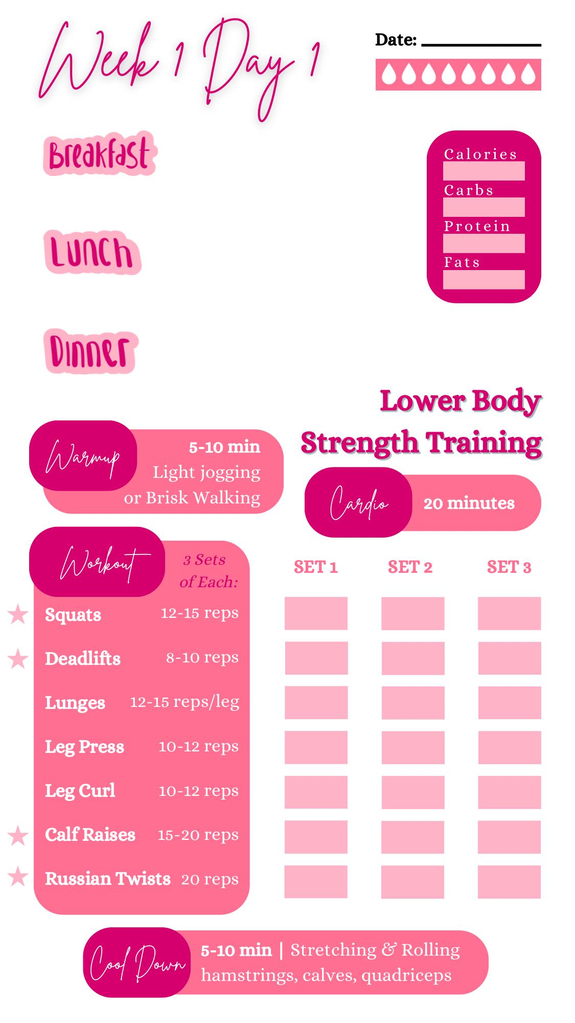 12 Week Total Body Transformation Workout Program - Pink - Etsy
