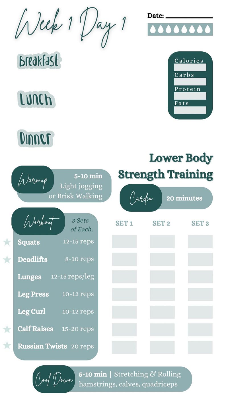 12 Week Total Body Transformation Workout Program - Sage - Etsy