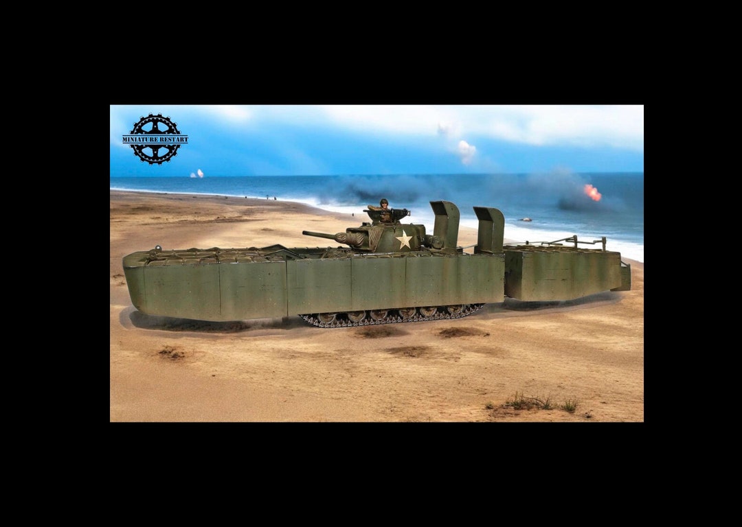 1/35 M4 Sherman T-6 Flotation Device Diorama Epoxy Water Scale Model ...