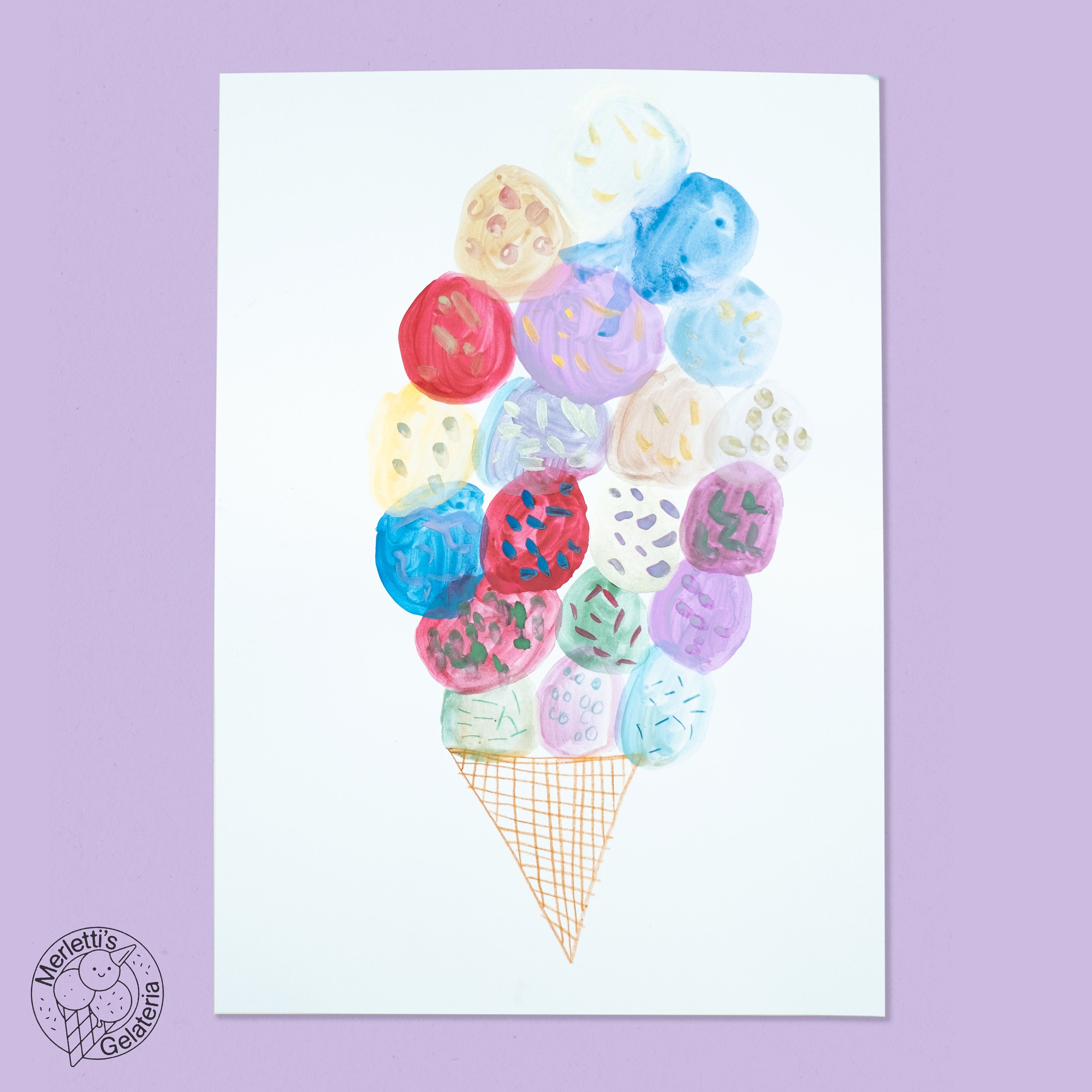 A3 · Gelato Great Ice Tower · Watercolor + Colored Pencil - Etsy
