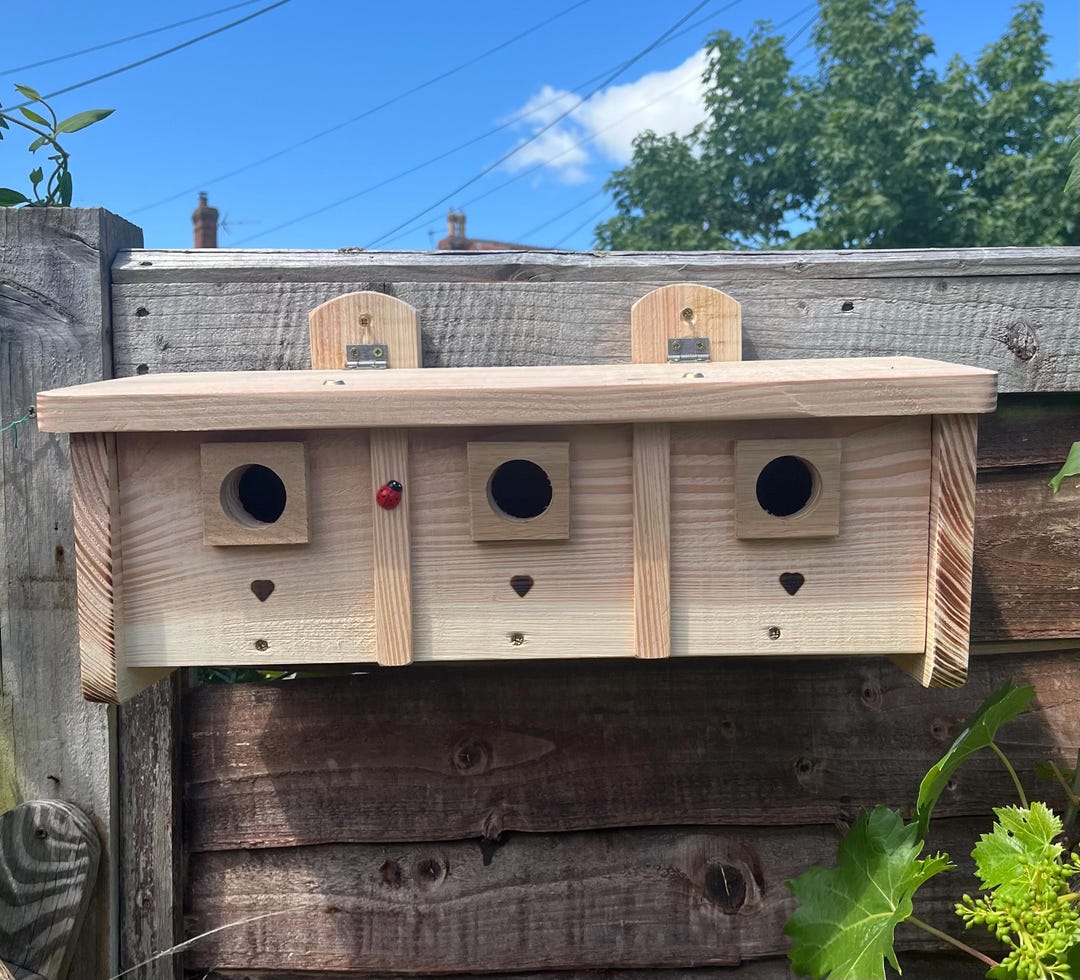 Handcrafted FSC Wood Triple Birdhouse Nesting Box - Etsy