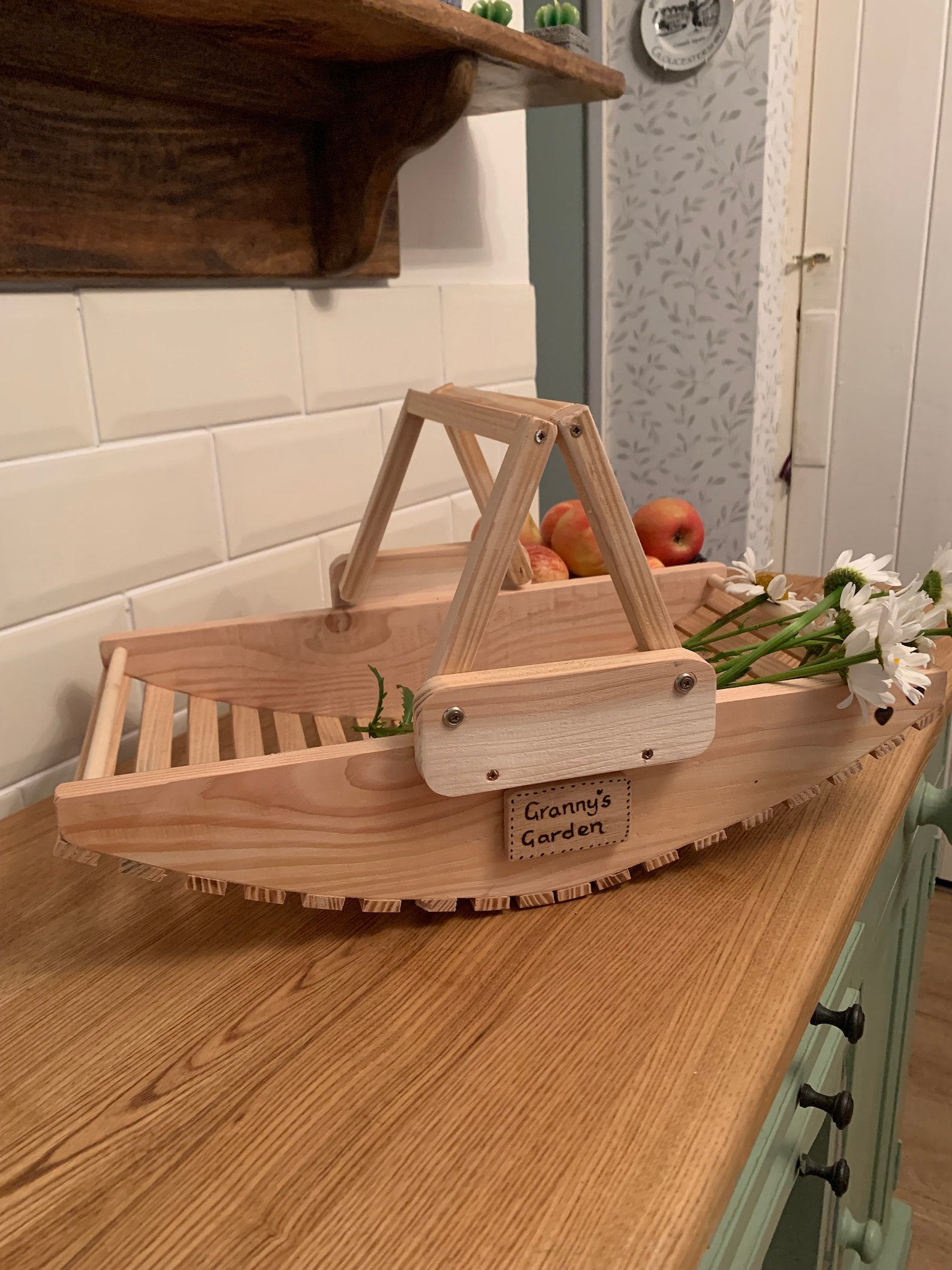 Wooden Garden Trug With Fold Down Handle - Can Be Personalised - Etsy