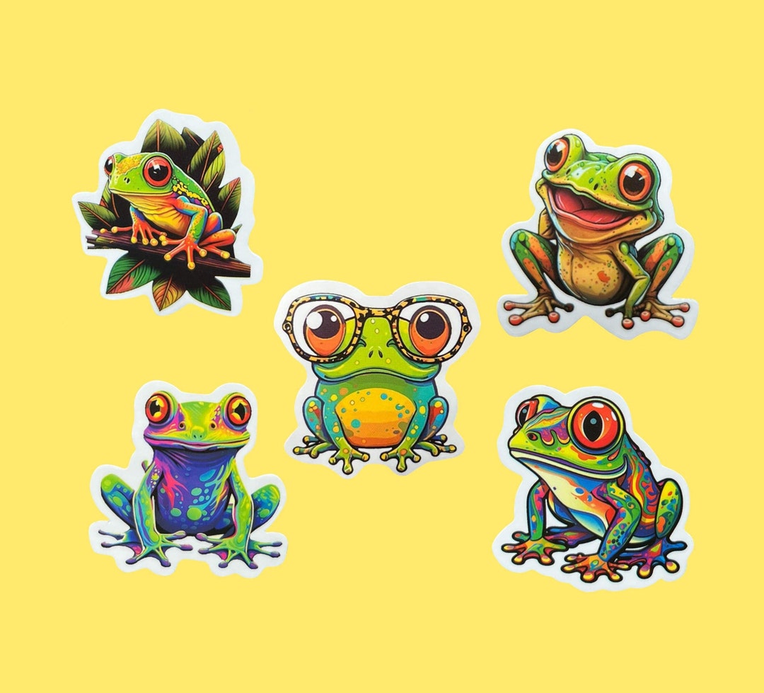 Psychedelic Frog Vinyl Stickers | Frog Sticker Pack | Frog Decals ...