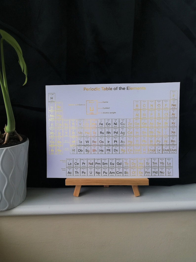 Periodic Table of Elements Gold Foil Print Chemistry Gift Science ...