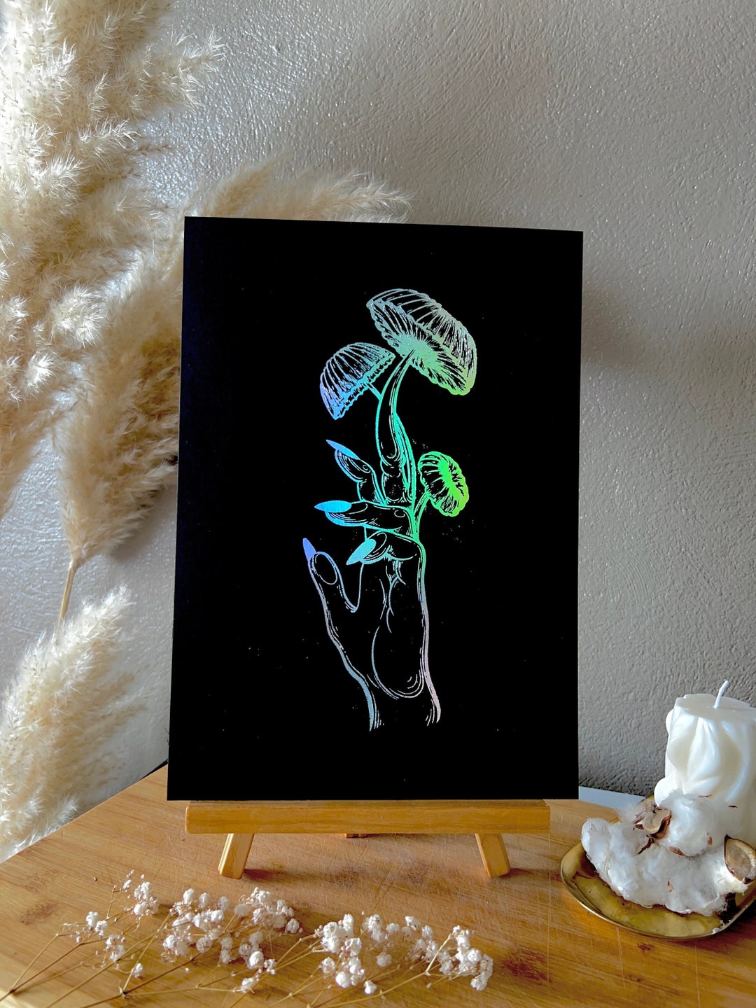 Trippy Mushroom Psychedelic Mushroom Print Gold Foil Wall Art Trippy ...