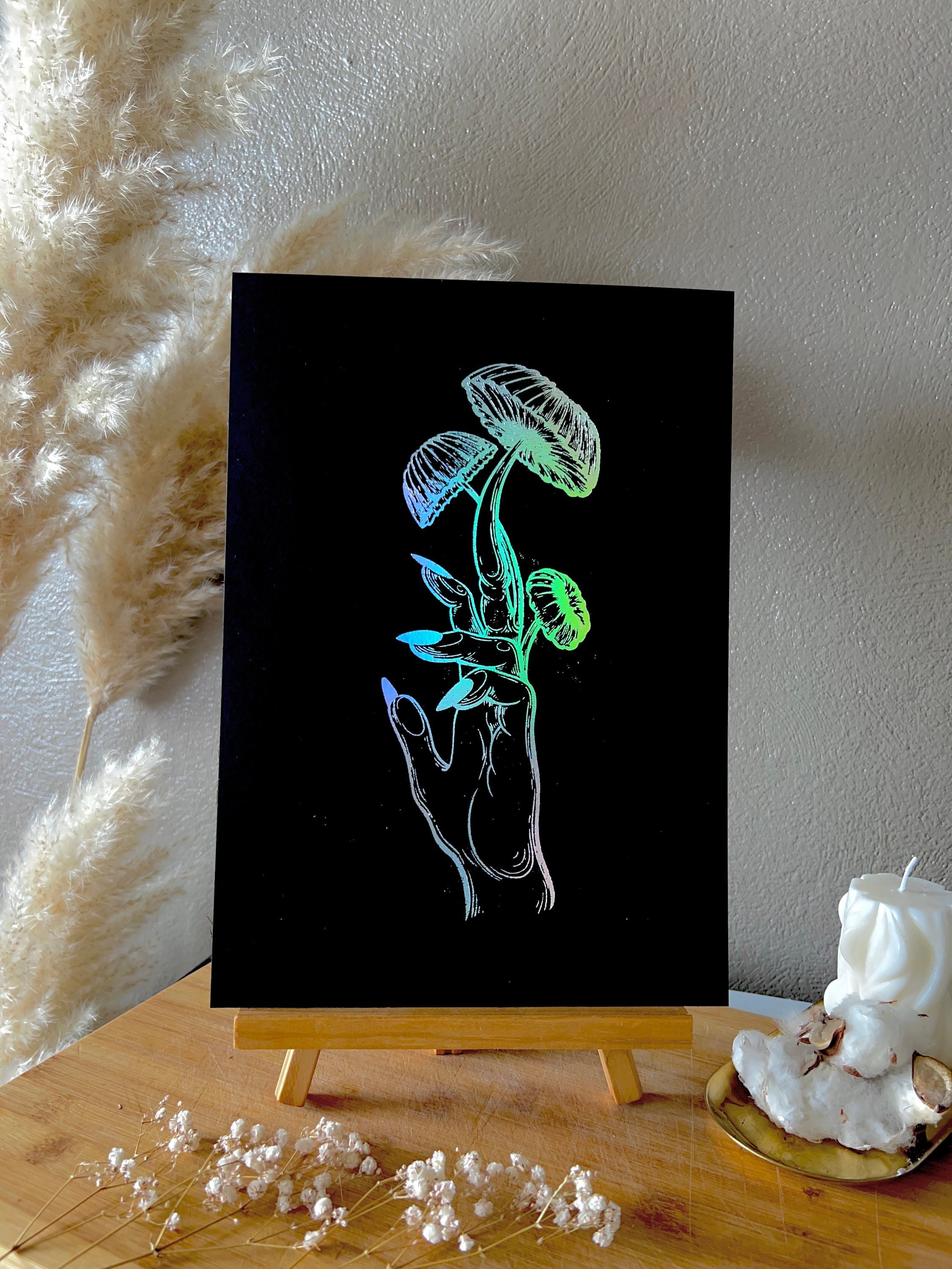 Trippy Mushroom Psychedelic Mushroom Print Gold Foil Wall Art Trippy ...