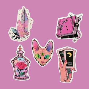 10 Sets of 5 Pink Witch Sticker | Black Magic | Witchcraft | Witchy ...