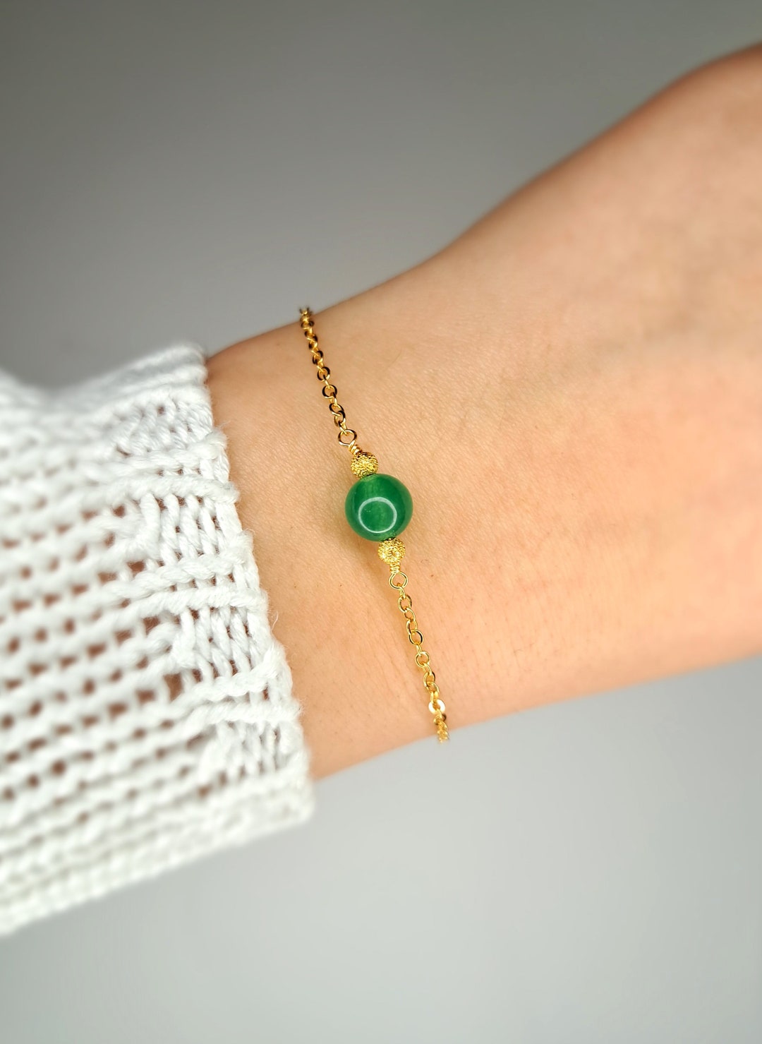 Discreet, Gold-plated Jade Bracelet - Etsy