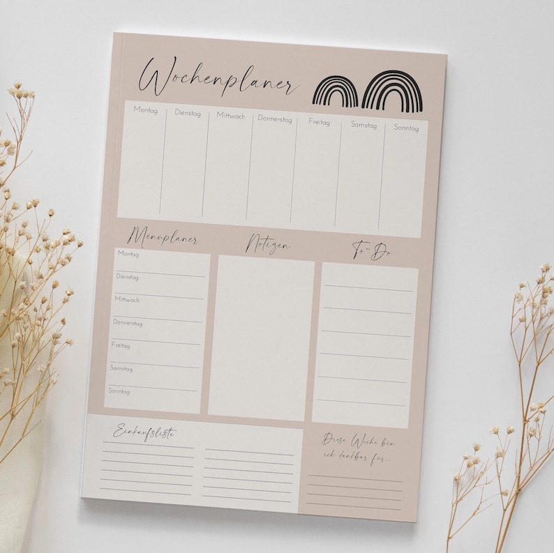 WOCHENPLANER Block „Regenbogen“ A4 - 50 Blatt - Etsy.de