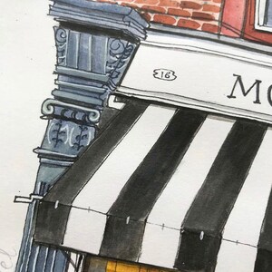 Monocle Café London Watercolor Print – Black & White Awning Art - Etsy