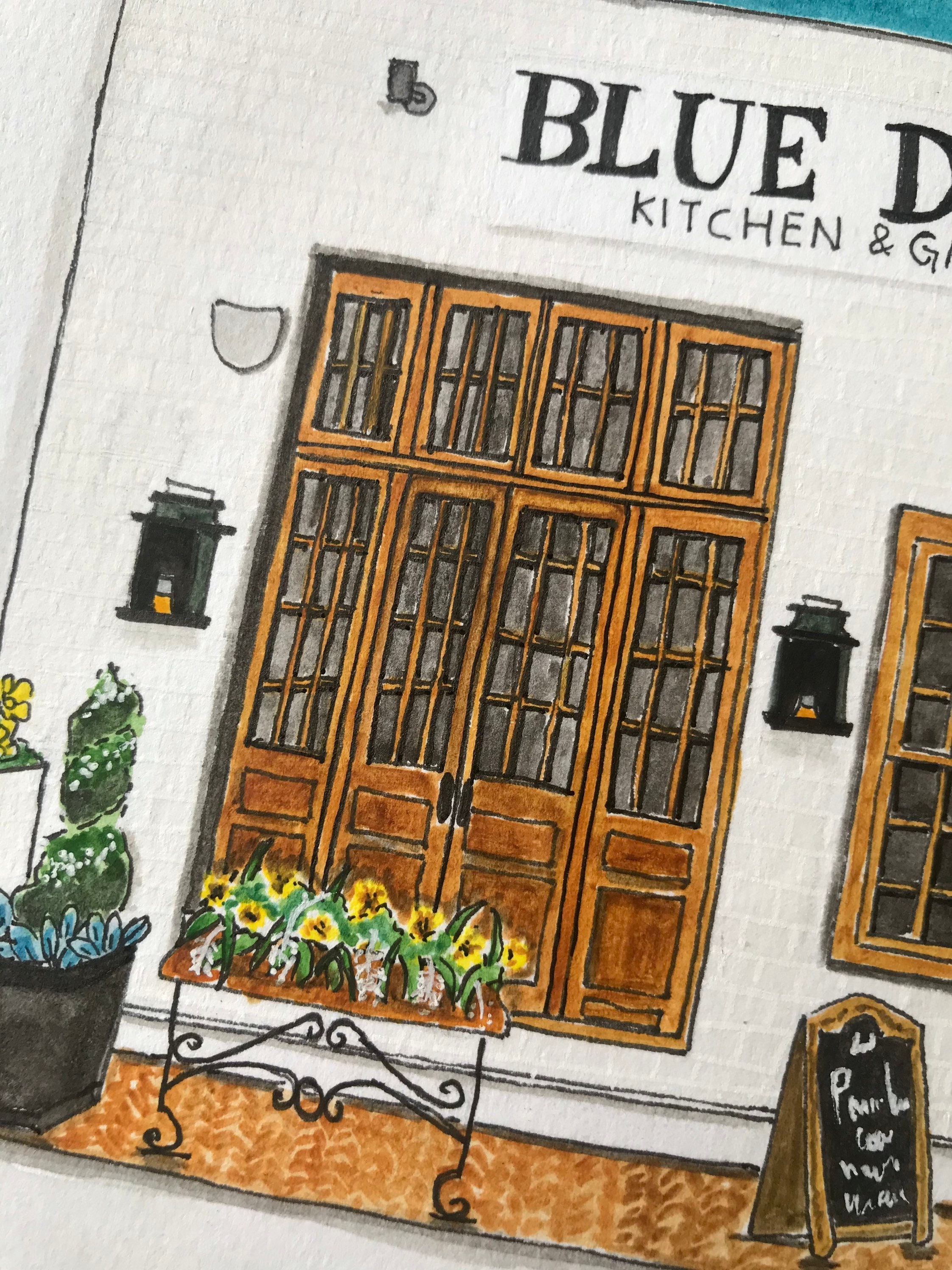 Blue Door Kitchen & Garden – Chicago Restaurant Art Print, Hand-painted ...