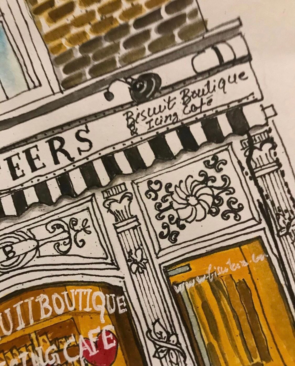 Biscuiteers London Art Print – Watercolor Biscuit Shop, Bakery Wall ...